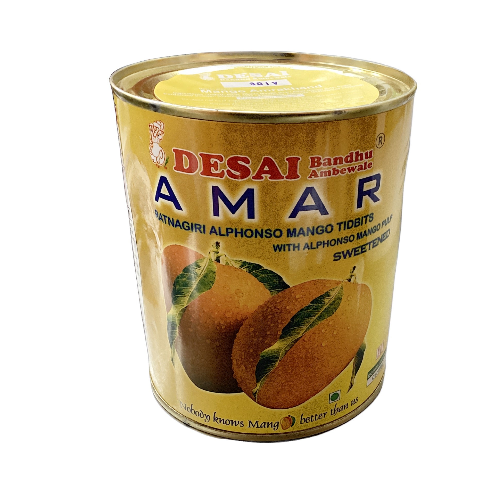 Amar Yellow Alphonso Mango Pulp Tidbits Sweetened 850g ** | Spices of India